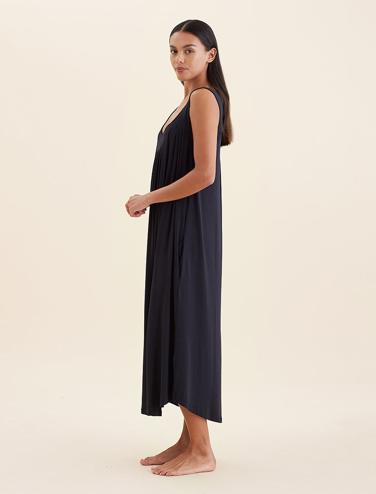 Papinelle | Modal Soft Pleat Front Maxi Nightie in Black – Papinelle ...