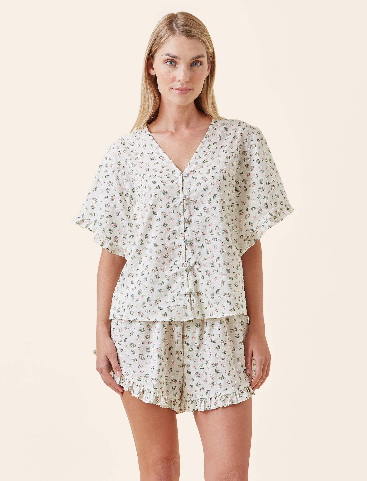 Swiss Dot Frill Boxer PJ Set