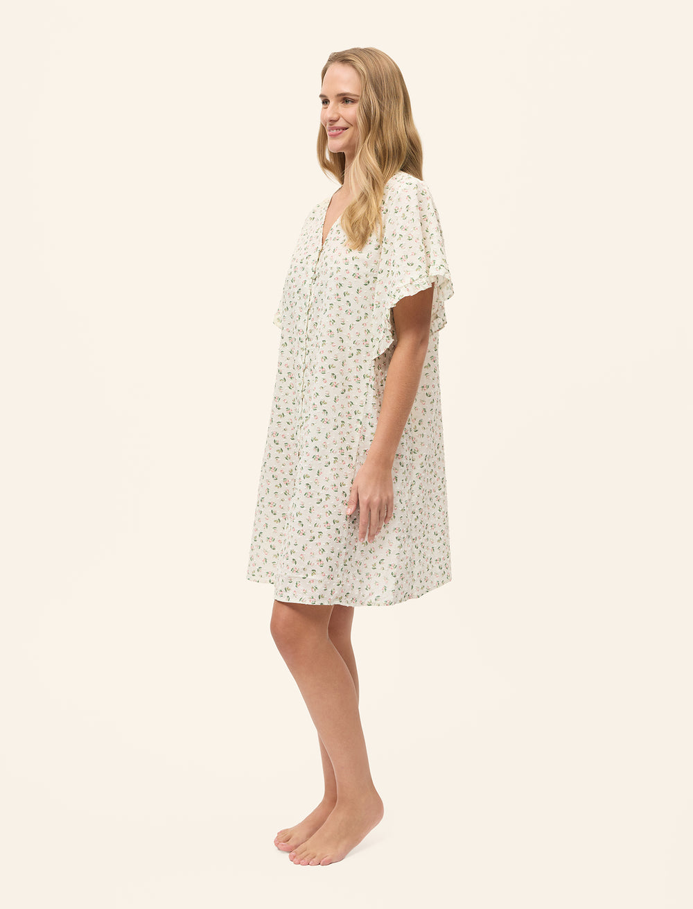 Swiss Dot Short Sleeve Frill Midi Nightie