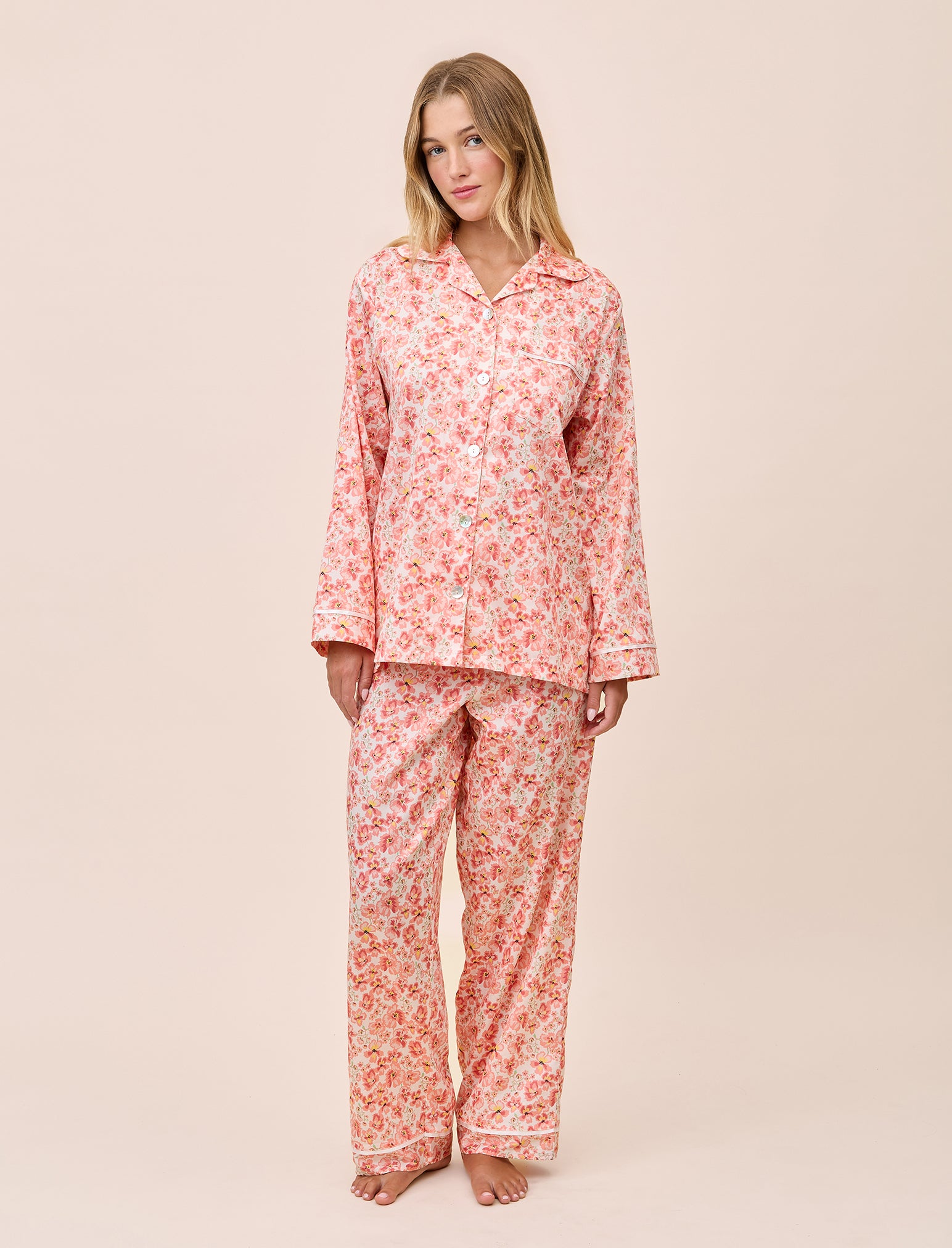 Molly Sims Cotton PJ Set & Eye Mask